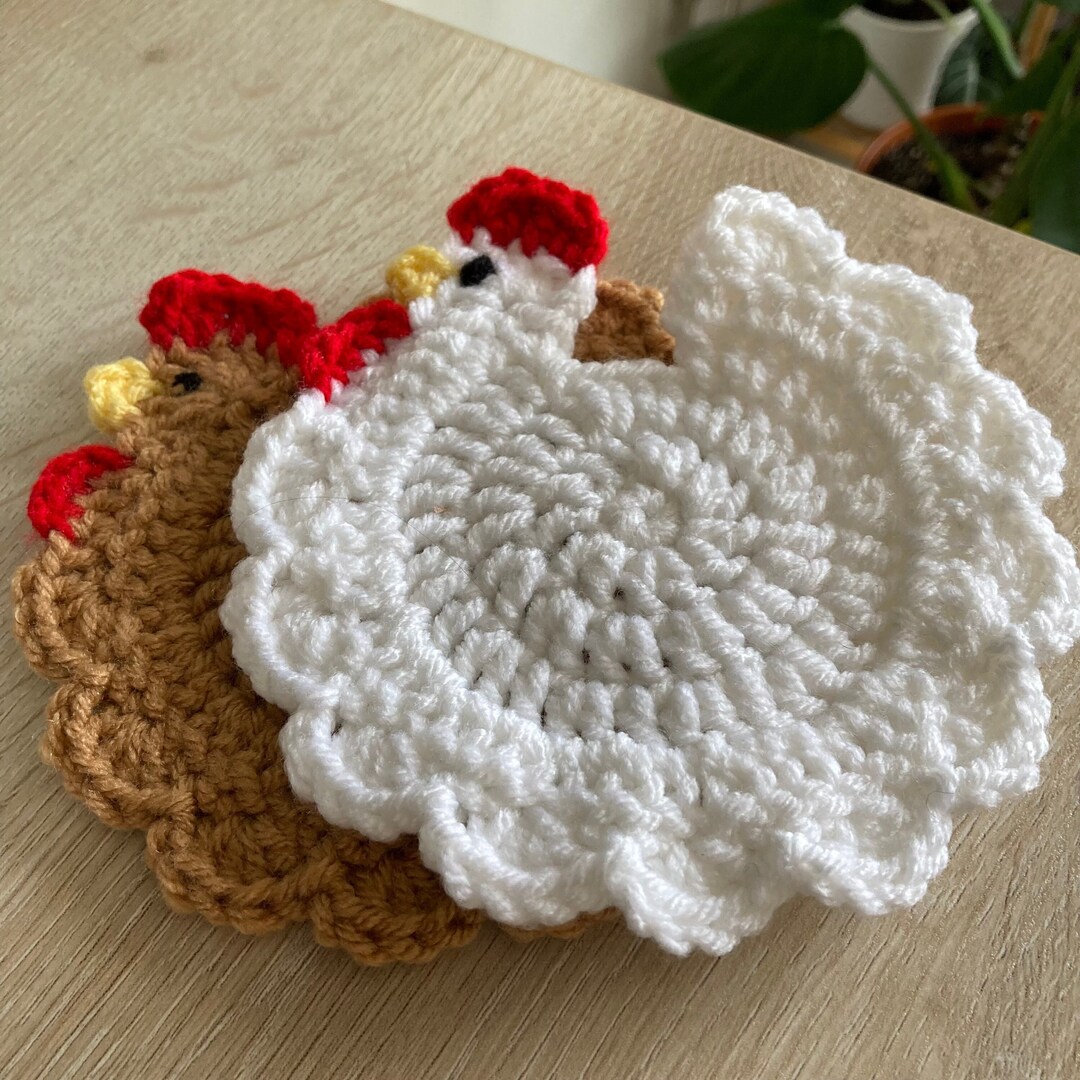 Crochet Chicken Heat Pad Cute Handmade Hens Coffee and Tea Coaster - Etsy