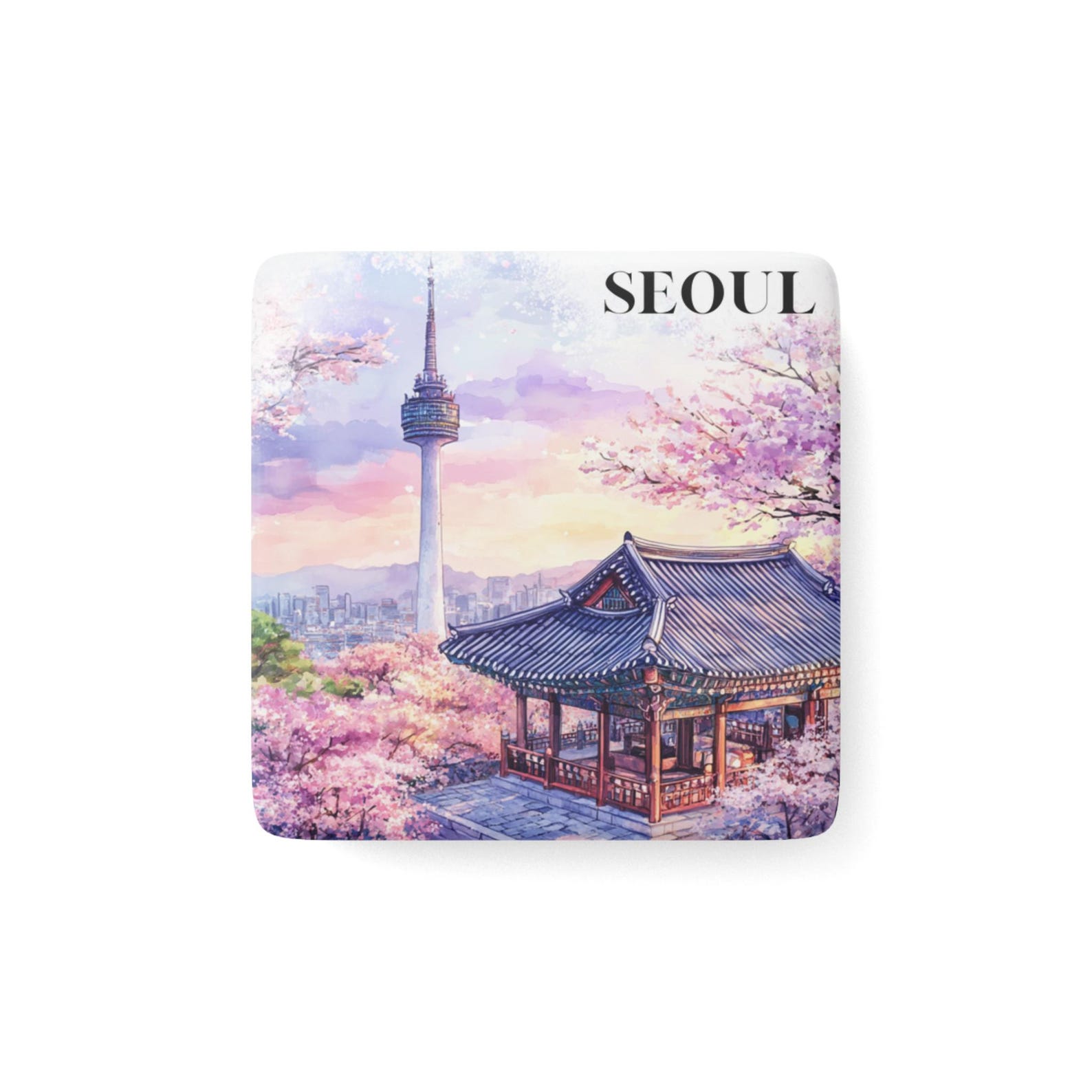 Seoul N Tower Porcelain Magnet, Korean Travel Souvenir - Etsy
