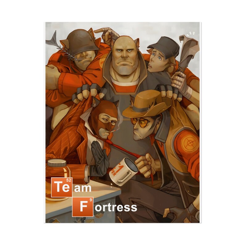 Team Fortress 2 Video Game Element Poster, Video Game Poster, Gamer Wall Art, Gameroom Decor ...