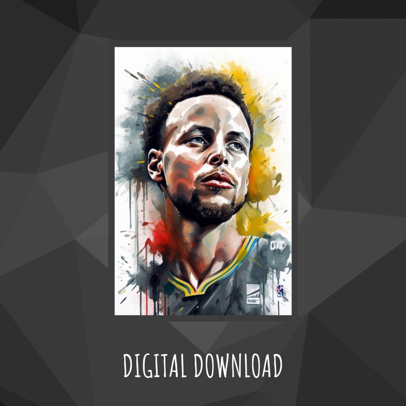 Steph Curry Painting, Digital Wall Art, Stephen Curry Digital Download ...