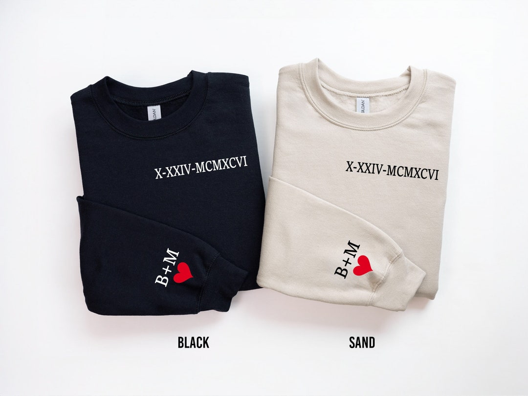Personalized Roman Numeral Sweatshirt, Valentines Day Sweater, Initial ...