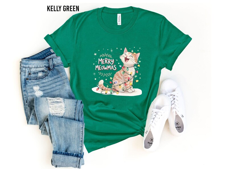 Merry Meowmas Sweatshirt, Cat Christmas Shirt, Christmas Women's Tee ...