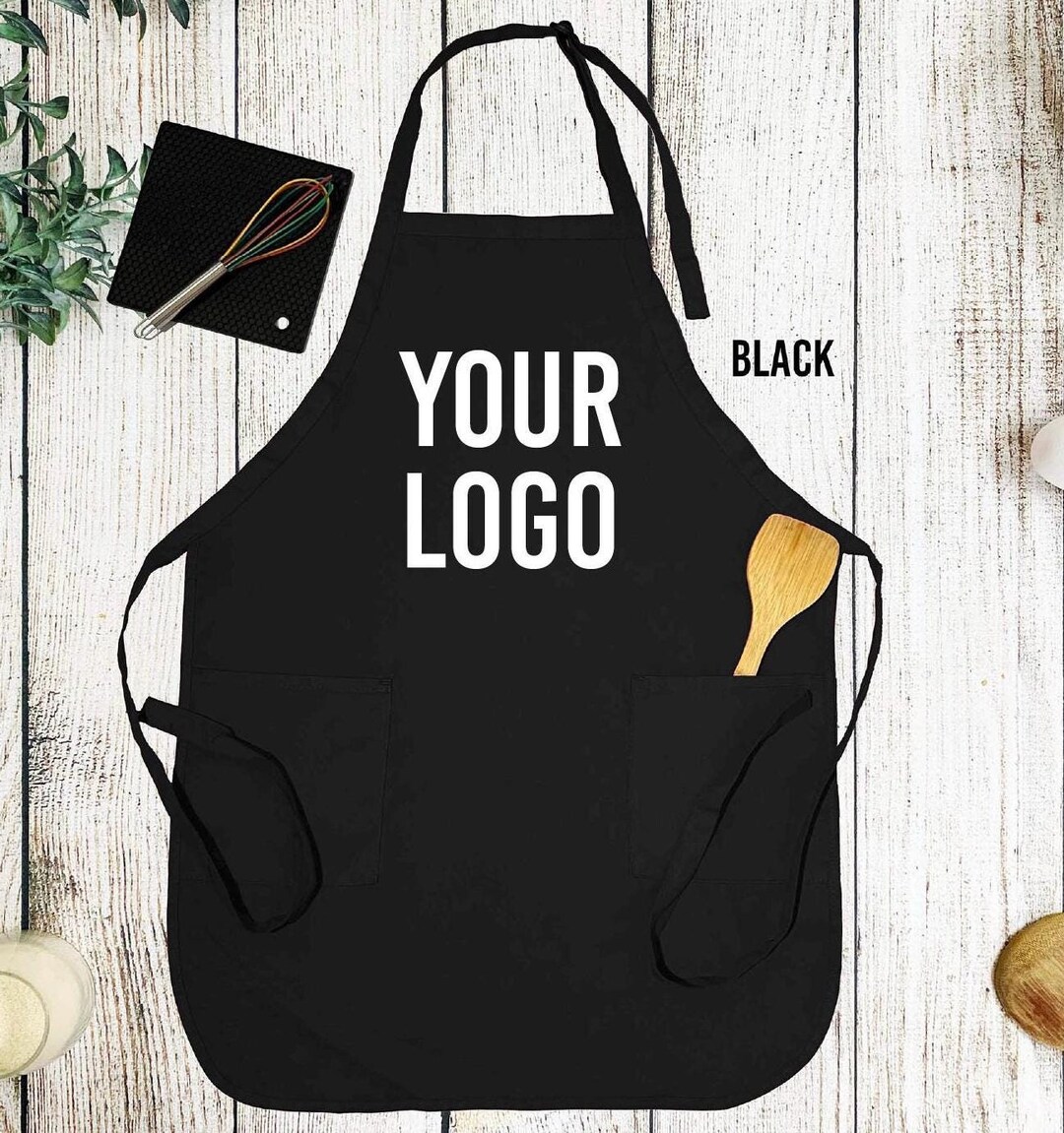Personalized Logo Apron With Pockets, Custom Text Logo Apron, Chef Gift ...