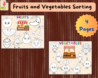 Fruits and Vegetables Sorting Activity Toddler Matching Game Busy Book ...