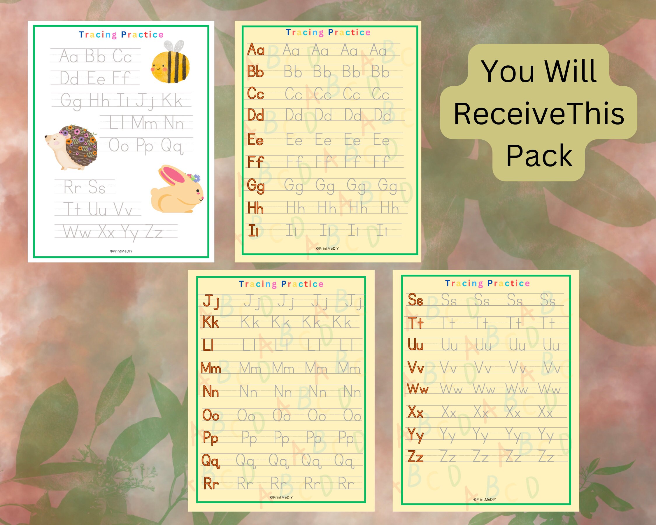 Alphabet Tracing Worksheet A to Z Tracing Handwriting Practice ...