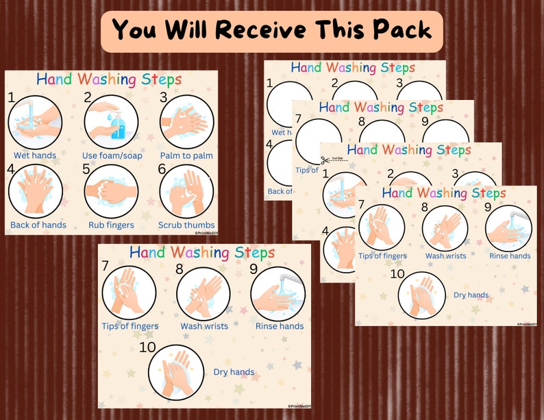 Montessori Hand Washing Steps Printable: Kids Hygiene Education (PDF ...