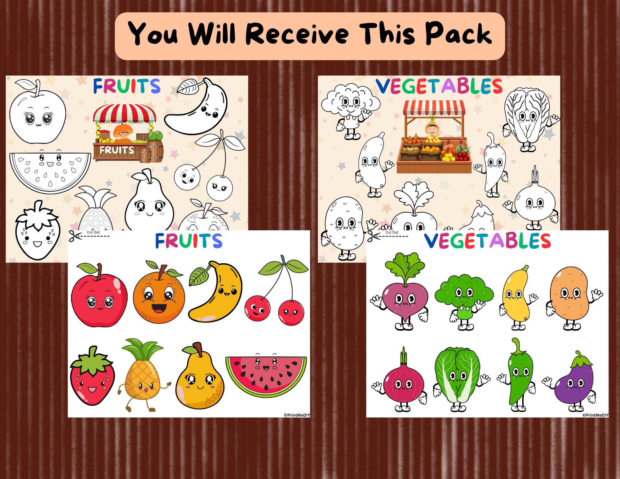 Fruits and Vegetables Sorting Activity Educational Homeschool Printable ...