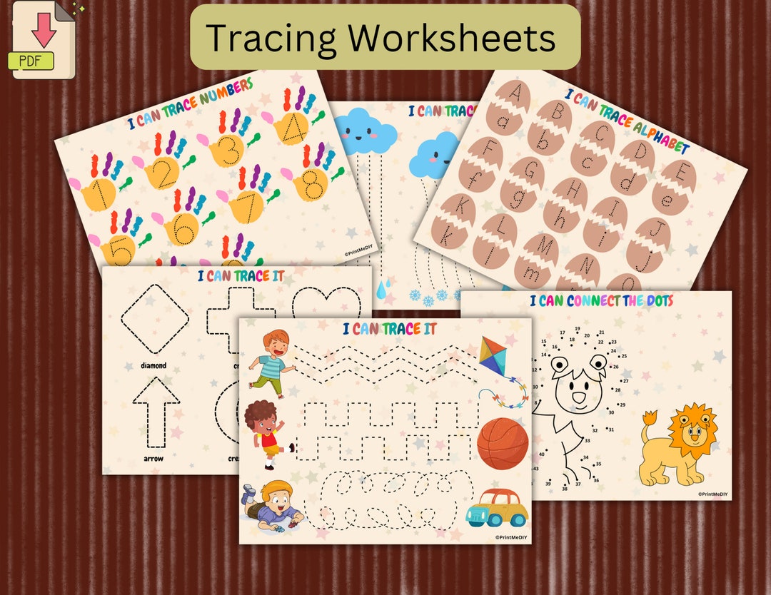 Montessori Tracing Worksheets for Toddler Handwriting Practice for ...