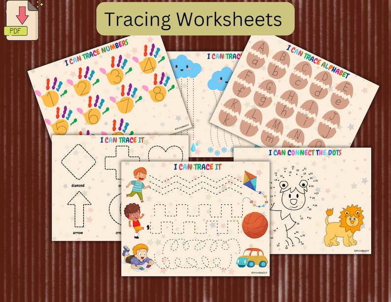 Montessori Tracing Worksheets for Toddler Handwriting Practice for ...