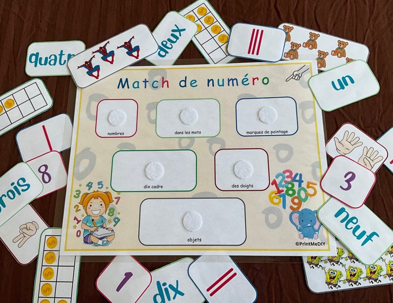 French Number Matching Activity 1 to 10 Montessori Counting Practice ...