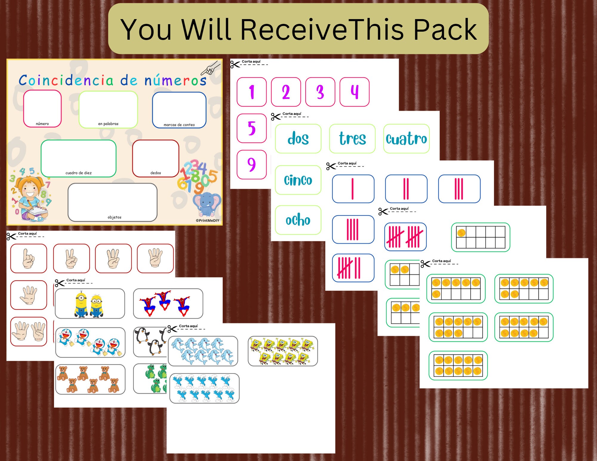 Montessori Spanish Counting Activity for Toddler Number Match Practice ...