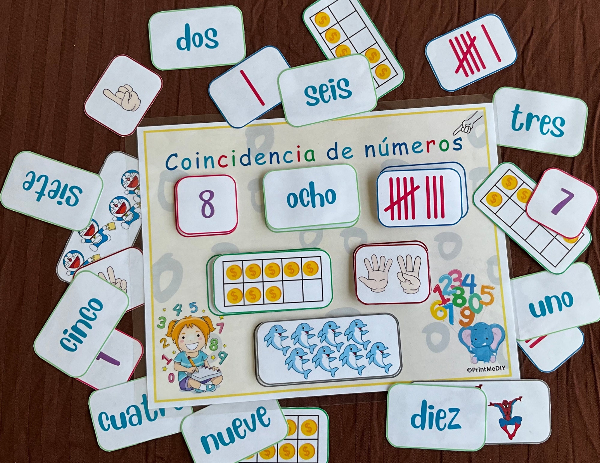 Montessori Spanish Counting Activity for Toddler Number Match Practice ...