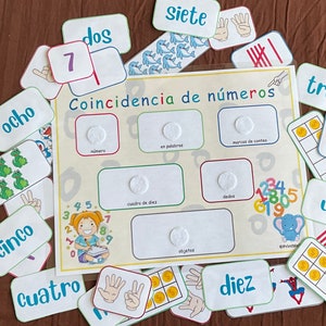 Spanish Number Match: Montessori Counting Activity (PDF Pattern) - Etsy