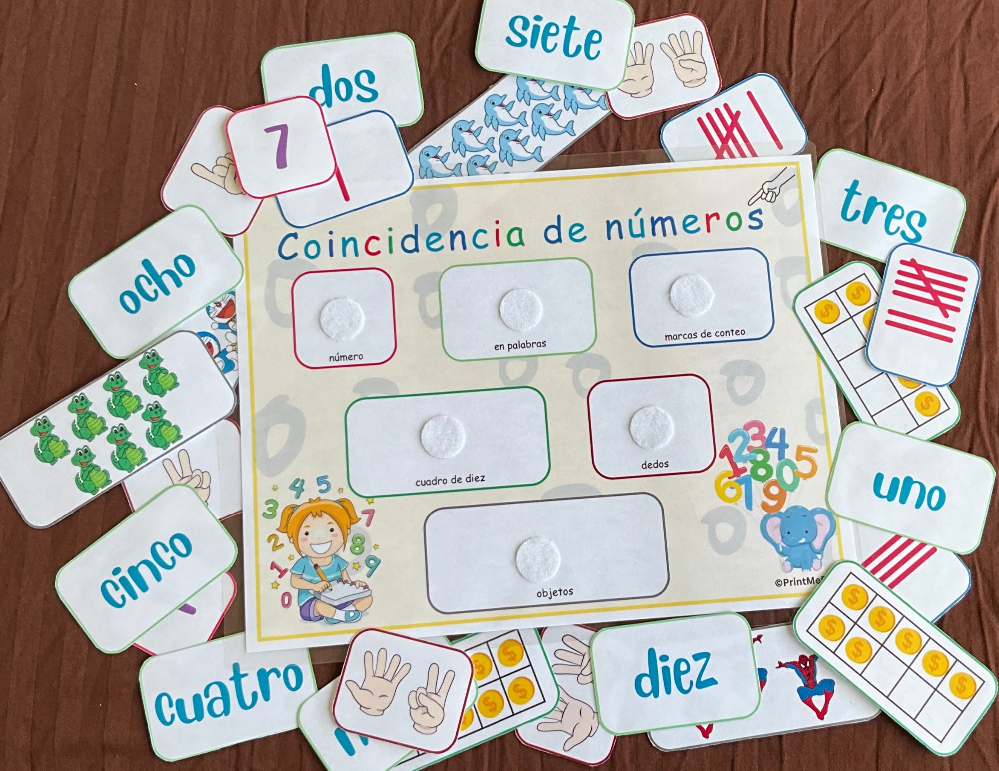 Montessori Spanish Counting Activity for Toddler Number Match Practice ...