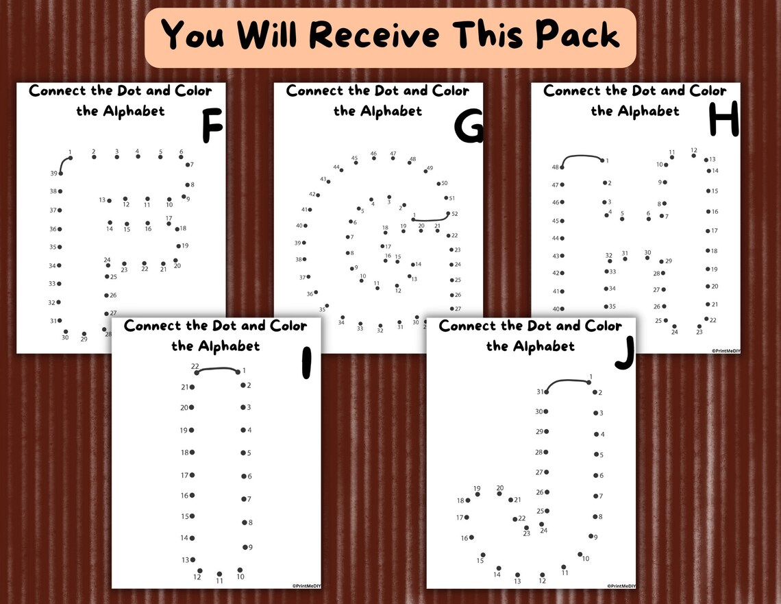 Alphabet Dot-to-dot Worksheet: 26-page Printable Coloring Pages (PDF ...