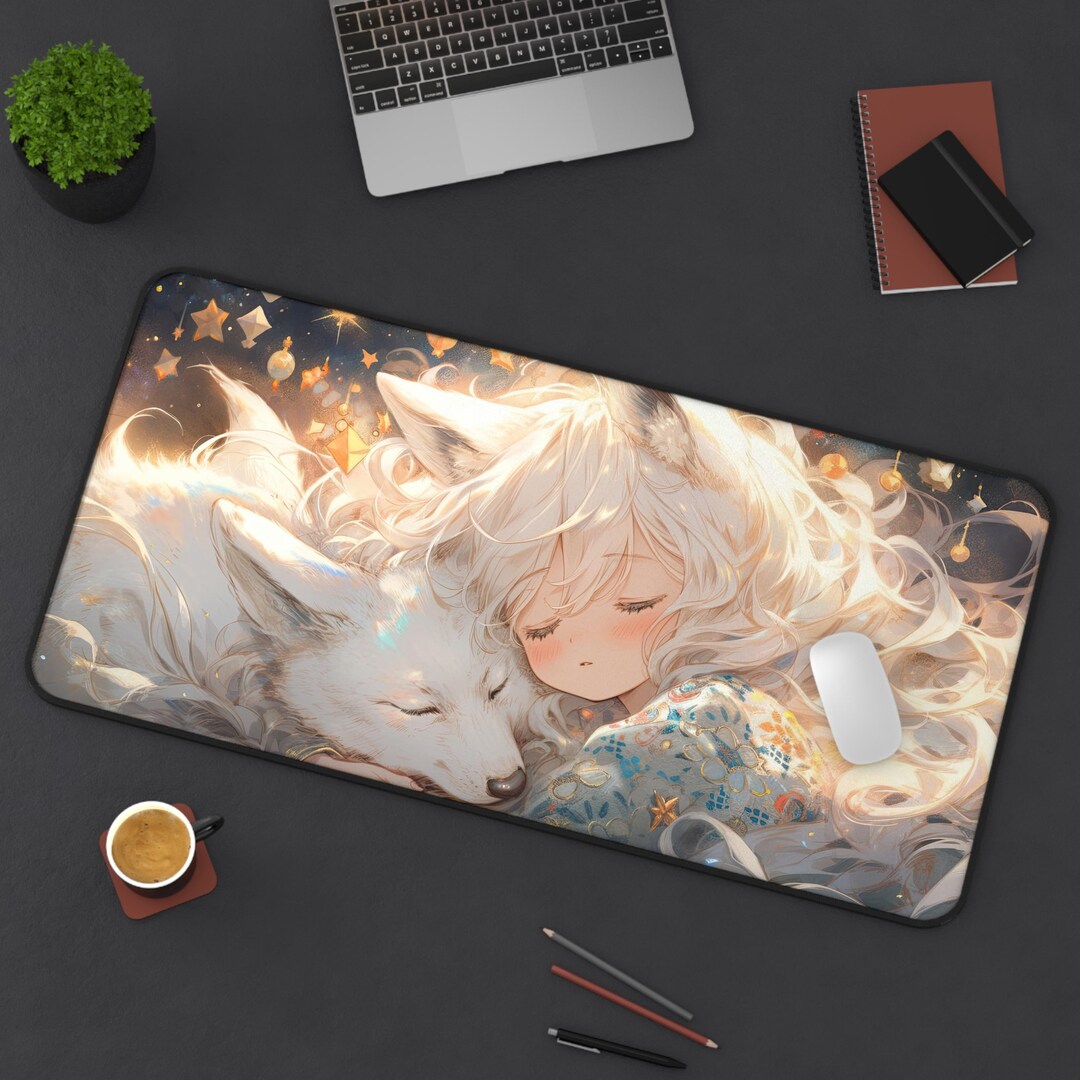 Dreamy Kitsune Desk Mat Anime Mouse Pad Kitsune Series - Etsy