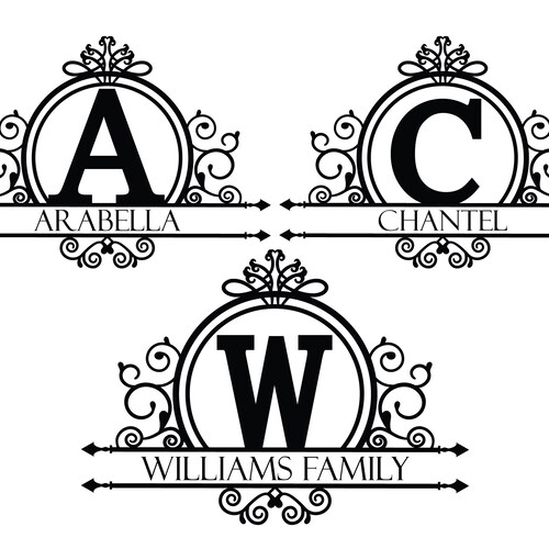 Split Monogram Alphabet SVG DXF PNG Split Monogram Frame - Etsy