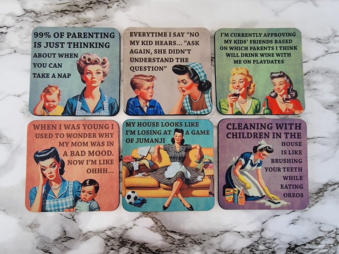 Mom Sarcastic Sayings Coaster Set - Includes Six Different and Funny ...
