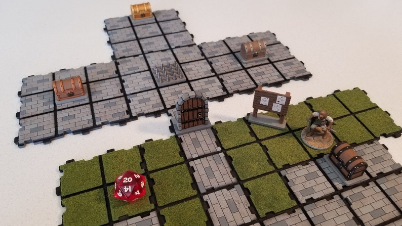 Table Top Modular Game Tiles 1x1 Grid - Brick Pattern - STL File - Etsy