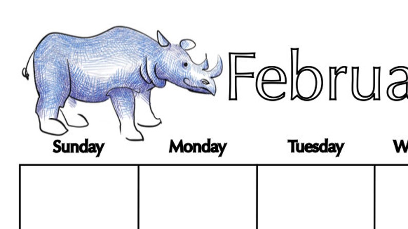 2024 Printable Calendar With 12 Original Whimsical Animal Illustrations ...