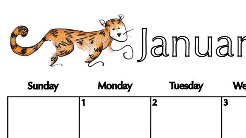 2024 Printable Calendar With 12 Original Whimsical Animal Illustrations ...