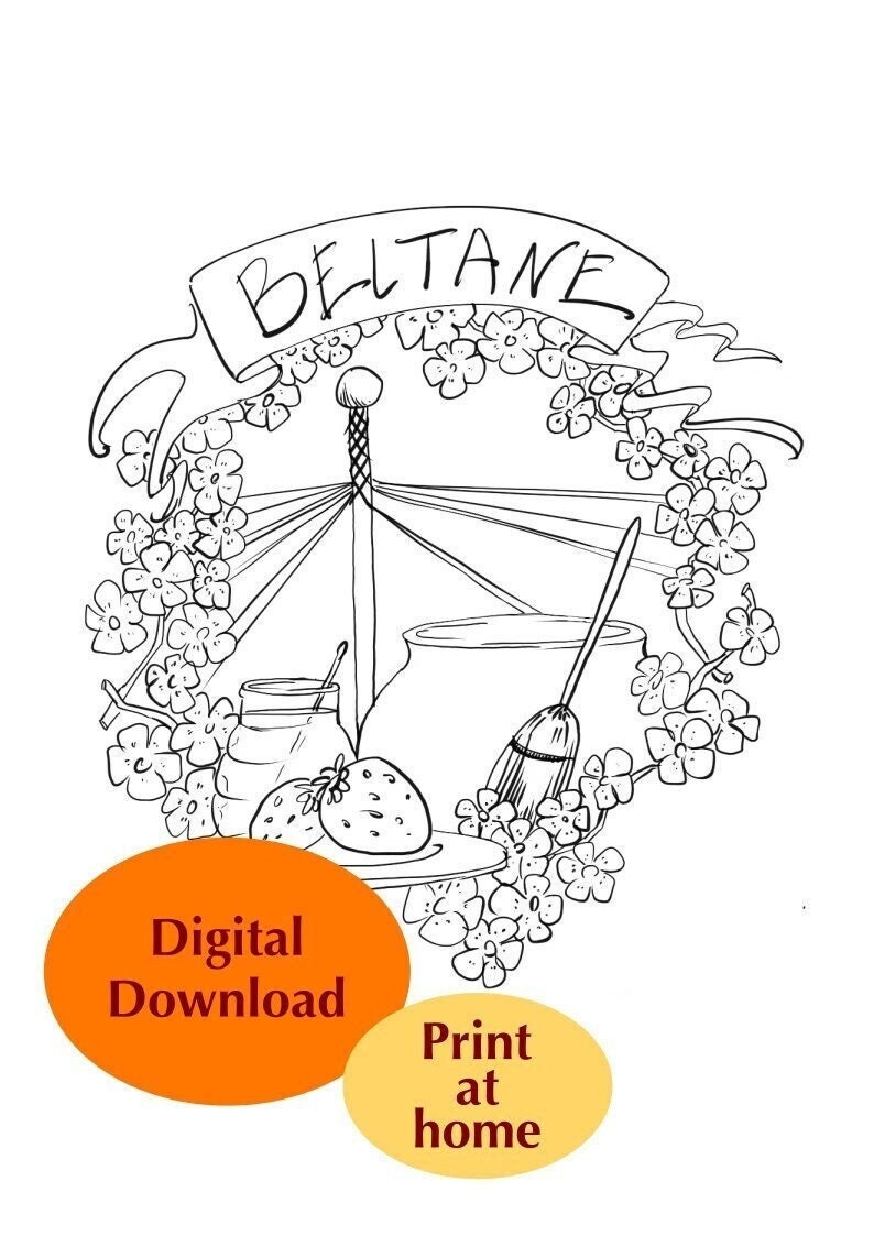 Beltane Printable Coloring Page/card for Altars, Notes, and Seasonal ...