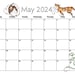 2024 Printable Calendar With 12 Original Whimsical Animal Illustrations ...