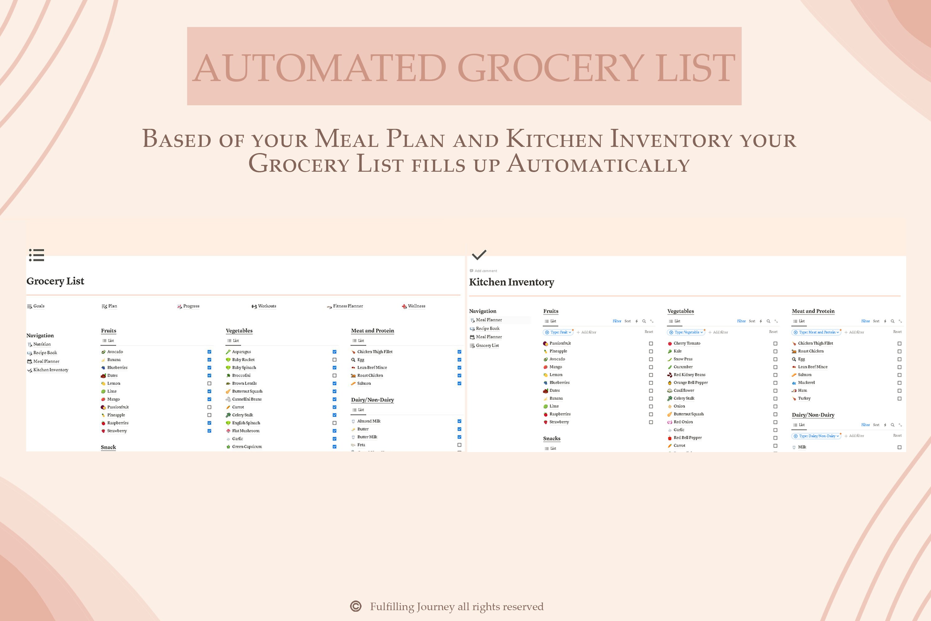 Notion Template Meal Planner Notion Planner Grocery List Kitchen ...