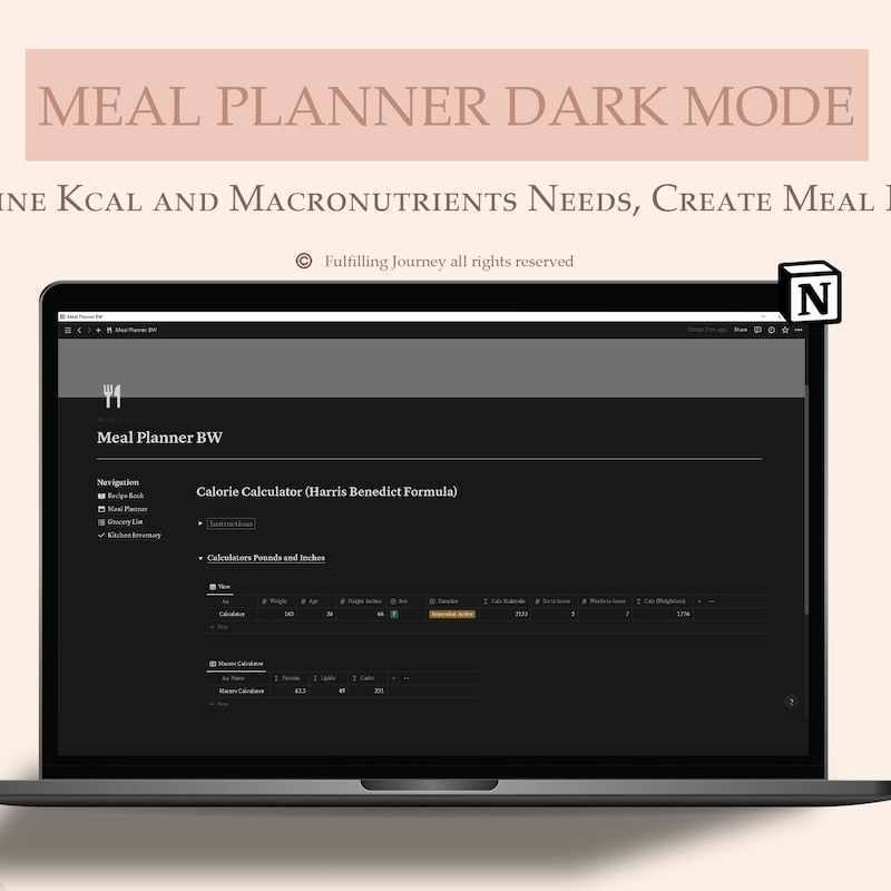 Notion Kitchen Template - Etsy