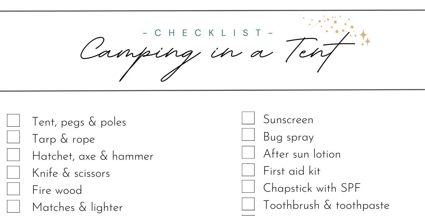Camping - Tent Checklist - Etsy