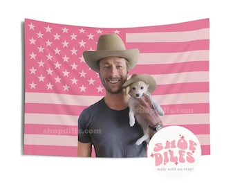 Glen Powell Pink Wall Tapestry American Flag - Etsy