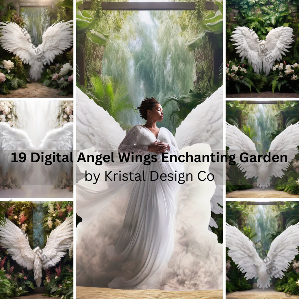 19 X Digital Backdrops, Angel Wings in Enchanted Garden, Maternity ...