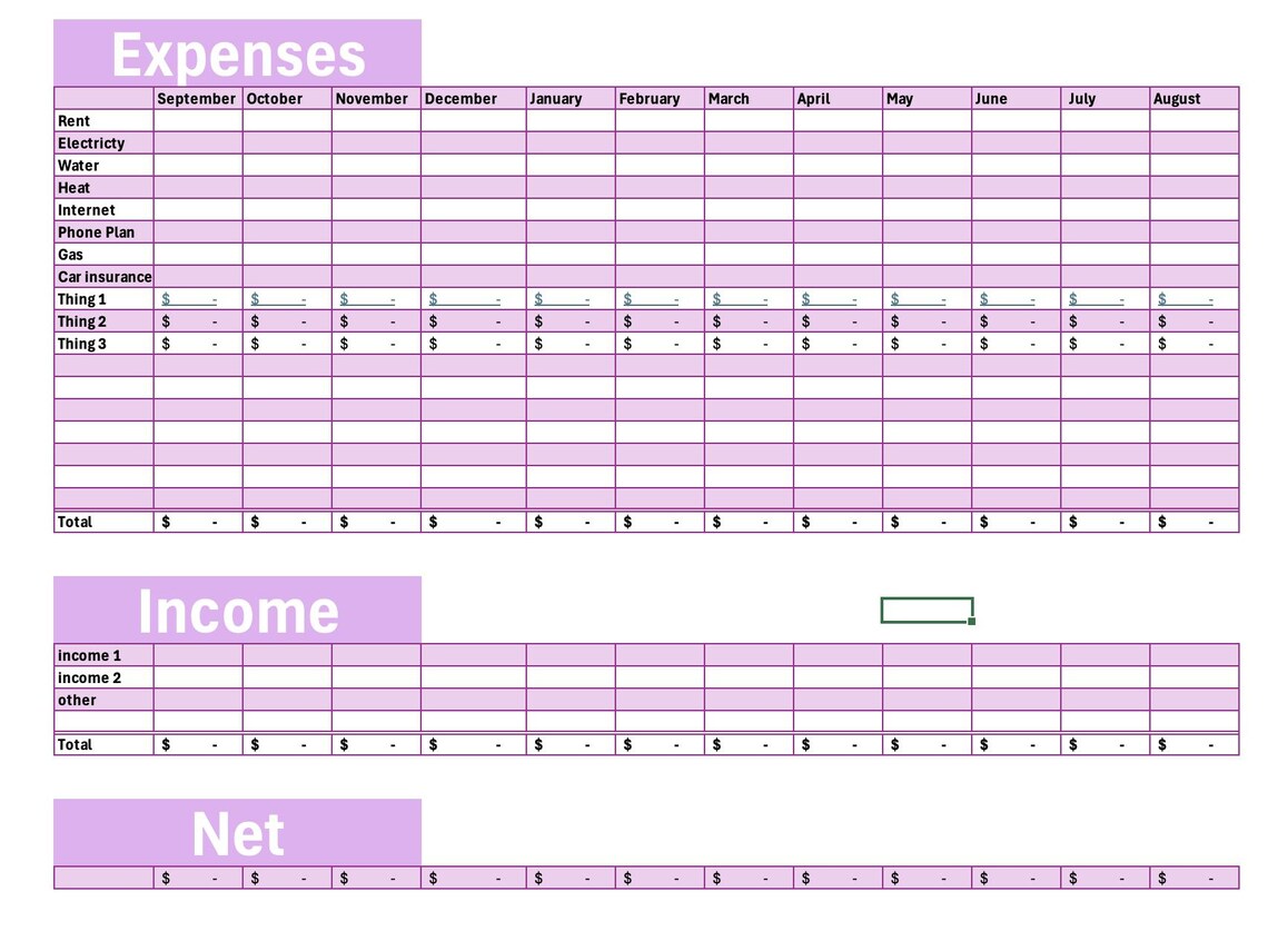 Basic Excel Budget Spreadsheet for 2024 25 Utility & Expense Tracker ...