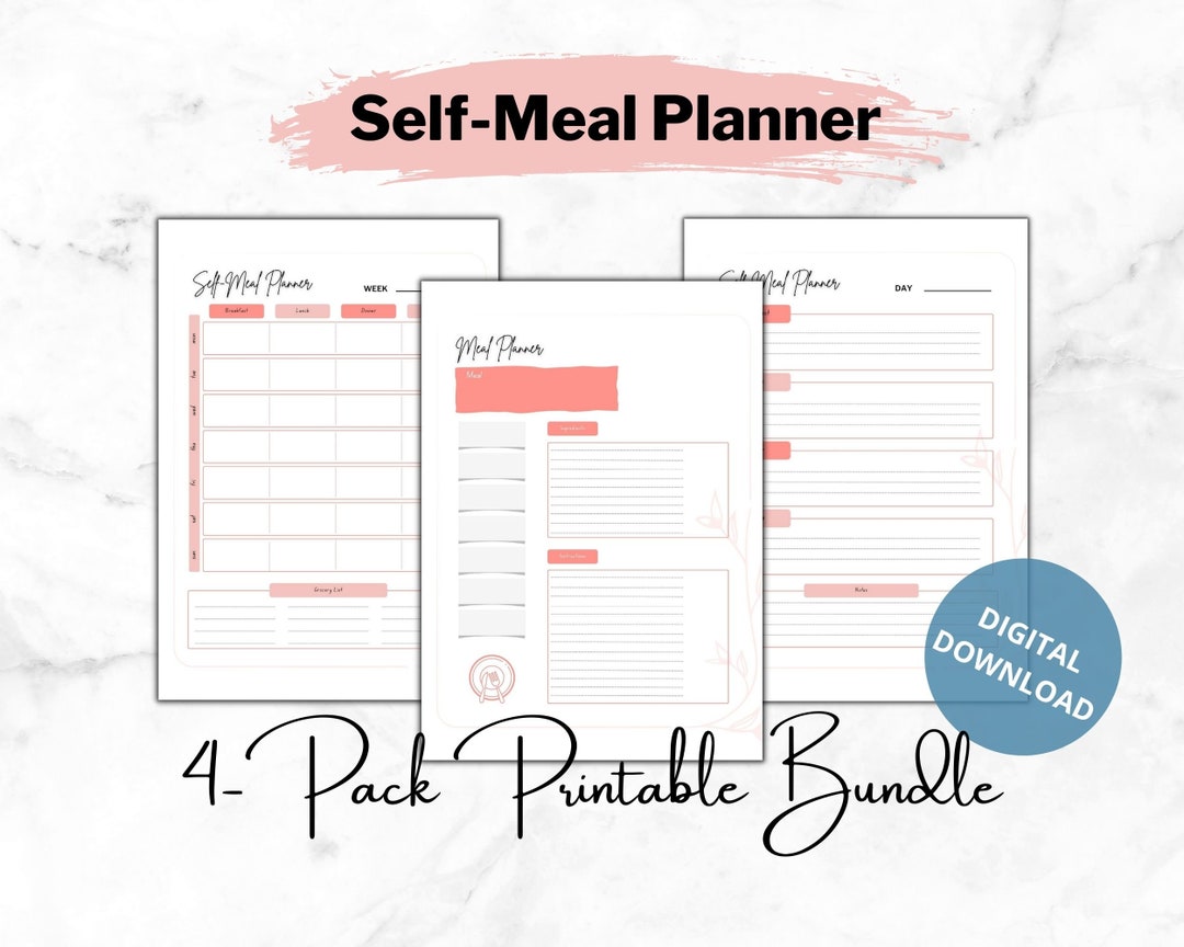 Meals Planner Printable, Ditigal, Weekly or Daily Plan, MEALS RECIPES ...