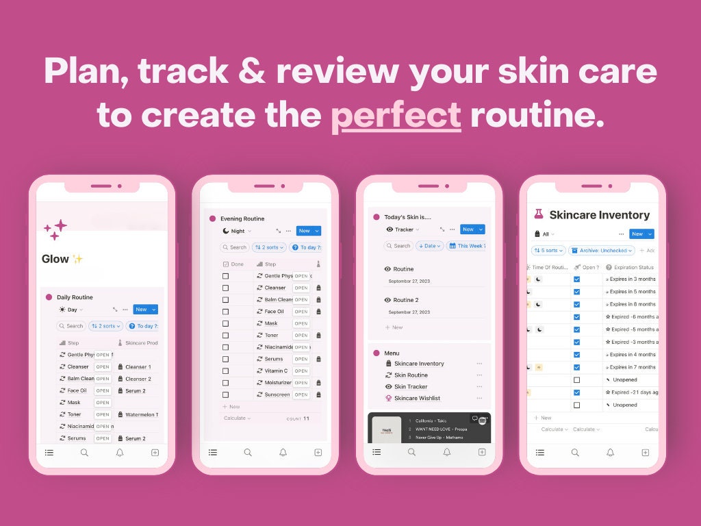 Skincare Tracker Notion Template | Digital Planner & Beauty Tracker ...