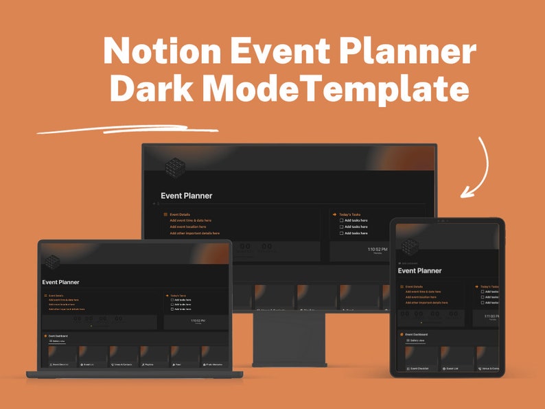 Party Planner & Event Checklist Dark Mode Notion Template for Event ...