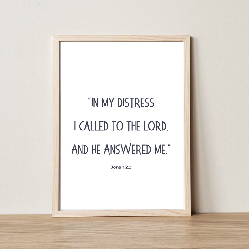 Jonah & the Whale Print, Bible Verse Wall Art, Bible Verse Print, Bible ...
