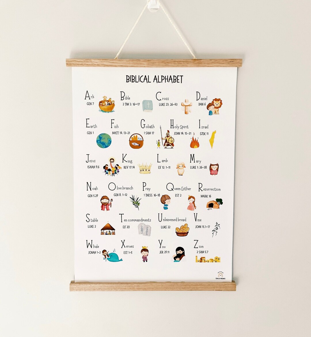 Biblical Alphabet Educational Poster With Illustrations & - Etsy