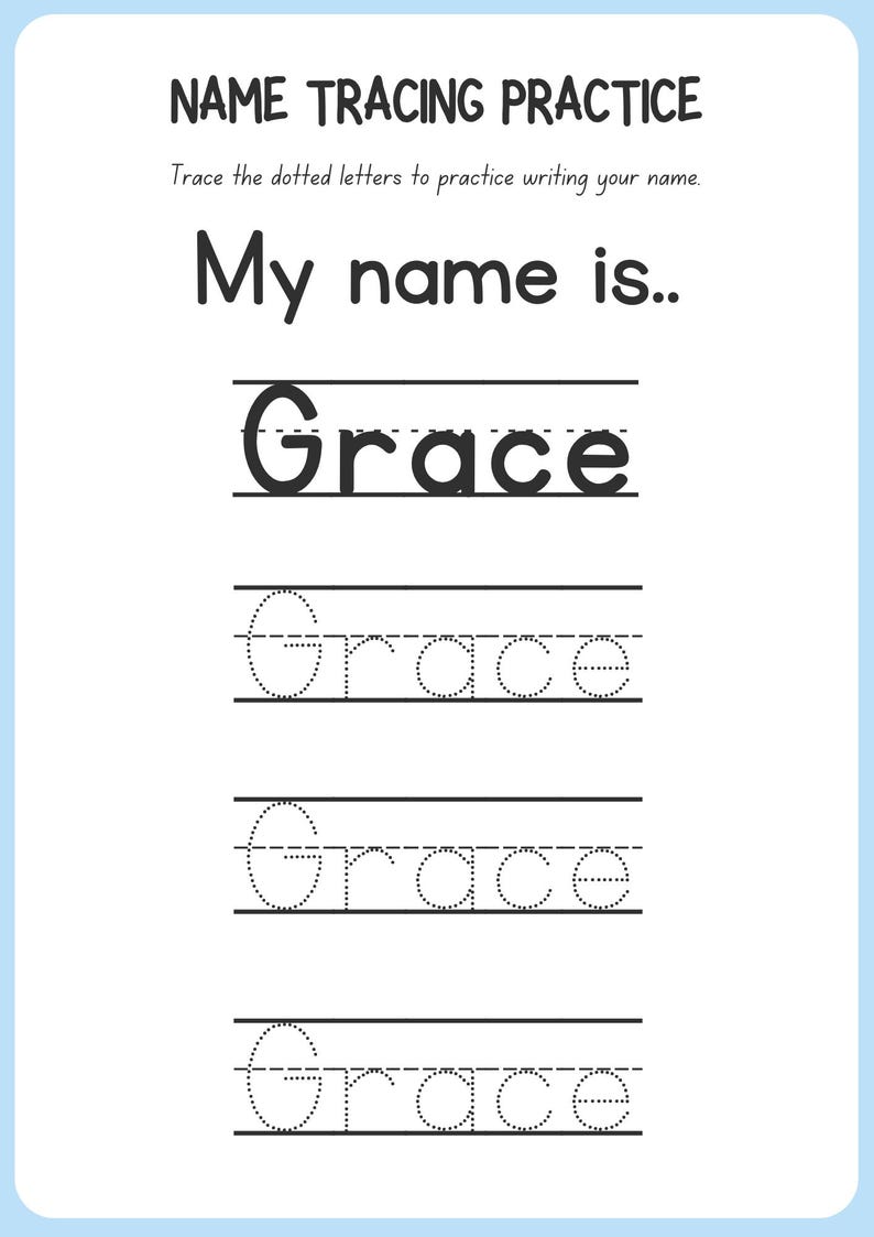 Name Trace Worksheet, Name Tracing for Kids, Homeschooling, Educational ...