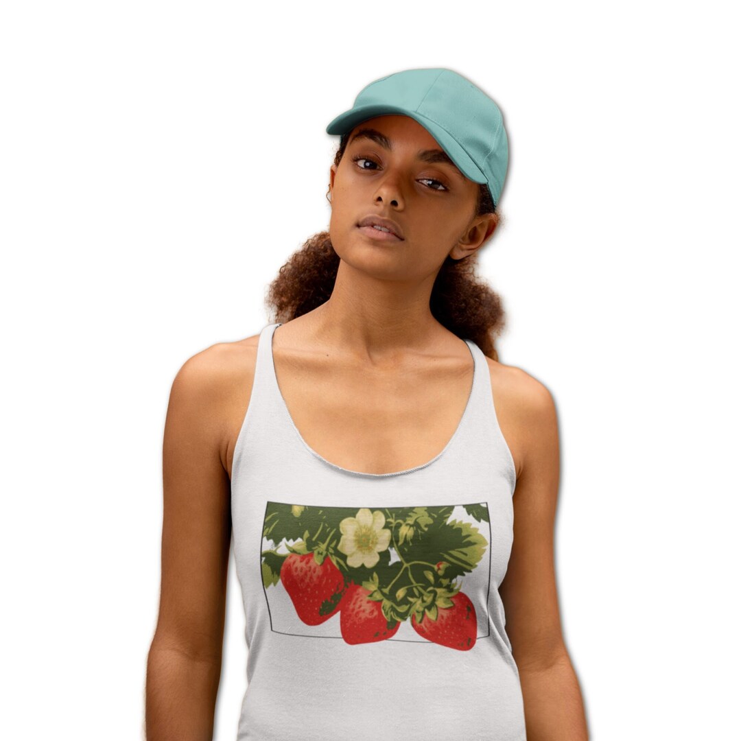 Women's Flowy Strawberry Cottagecore Racerback Tank - Etsy