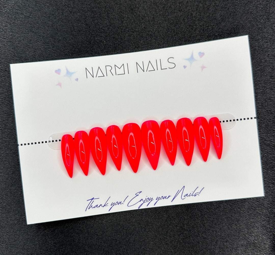 Eagle Hawk Cat Curved Claws Red Pink Halloween Cosplay Press on Nails ...