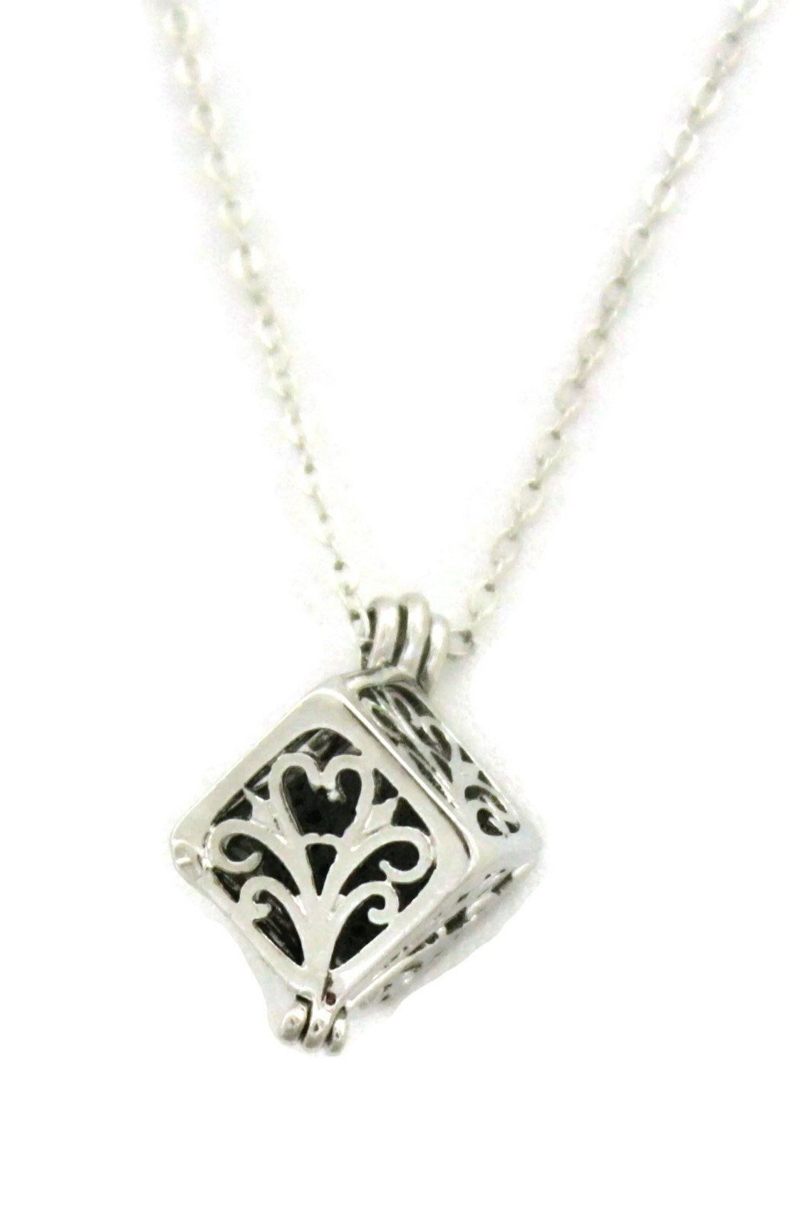 Wish Prayer Box Silver Essential Oil Diffuser Necklace- 18" - Etsy