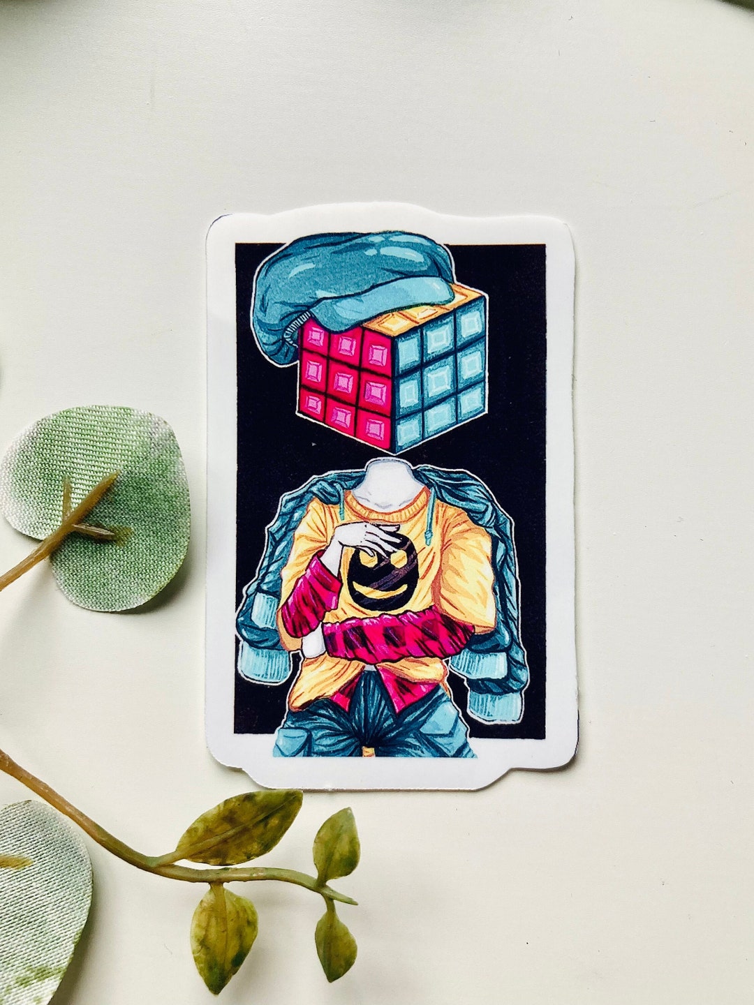Rubiks Cube Head Sticker - Weirdcore Object Head Sticker - Etsy