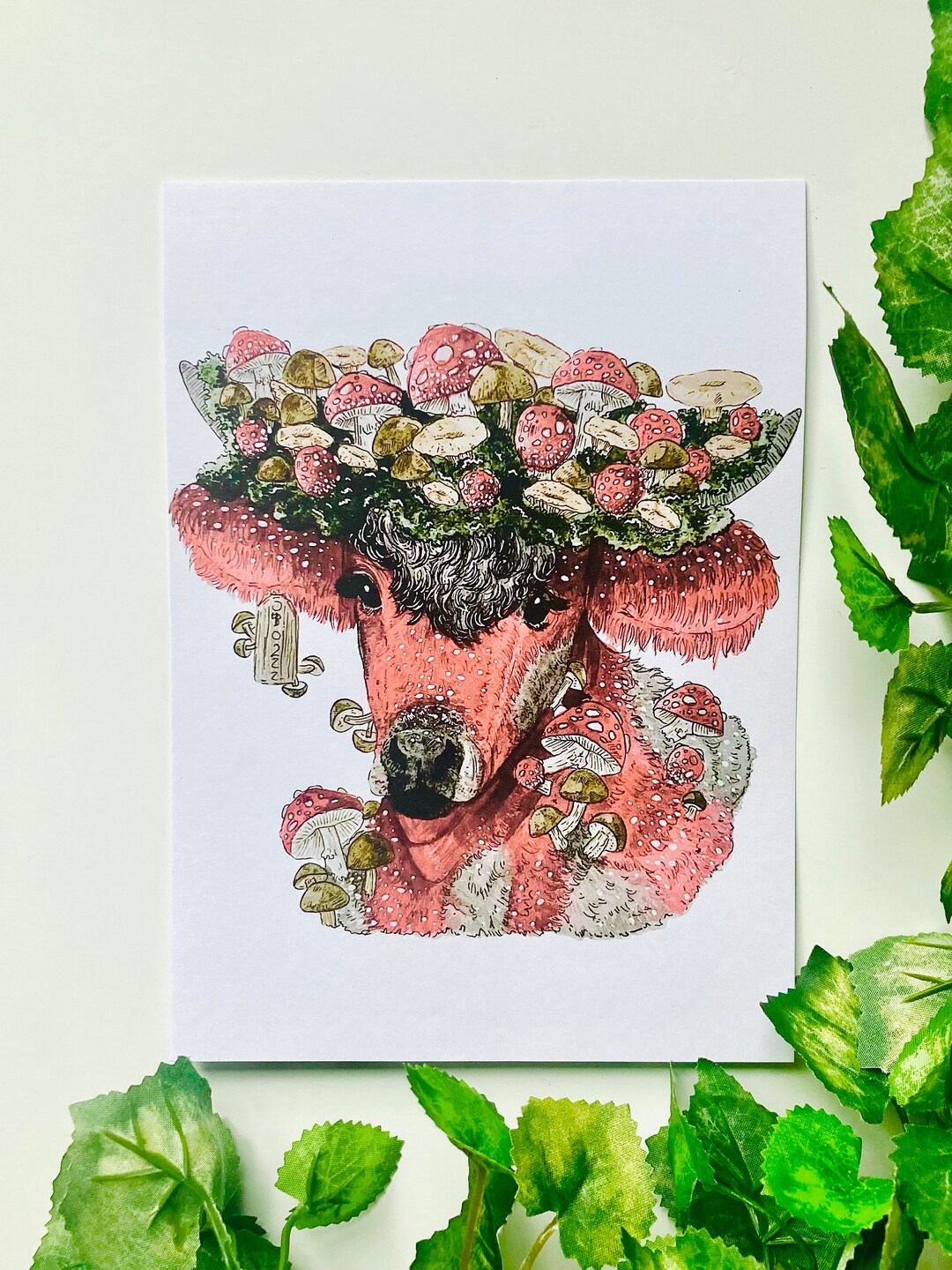 Mooshroom Mushroom Cow Art Print - Etsy