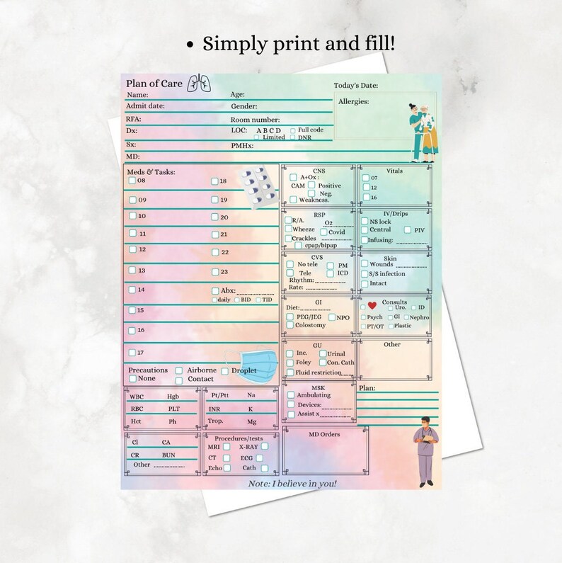 Nurse Report Sheet, Printable, Shift Planner, 4 Pages, Pdf Letter Size ...
