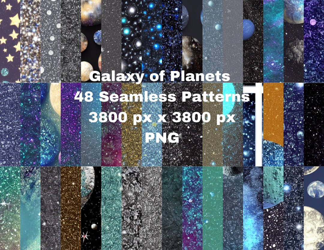 Galaxy Digital Paper Seamless Planets Moon and Stars - Etsy