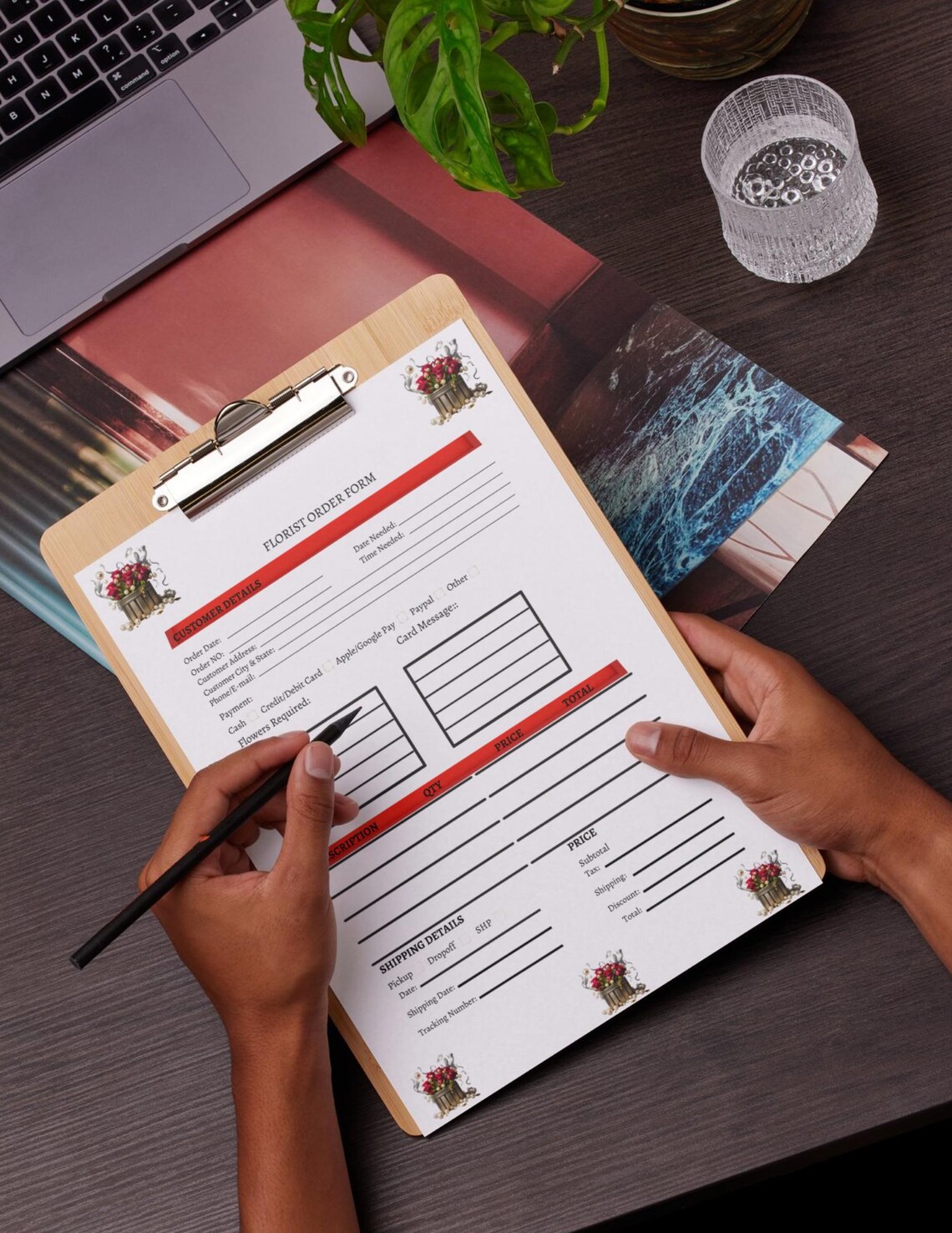 Floral Order Form Template, Red Roses, Editable Canva Design (PDF) - Etsy