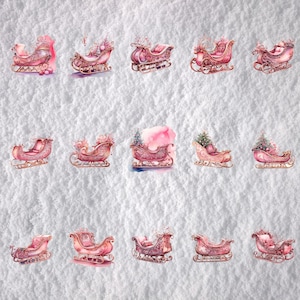 Sleigh Clipart, Christmas Clipart. Christmas PNG Bundle. Watercolor ...