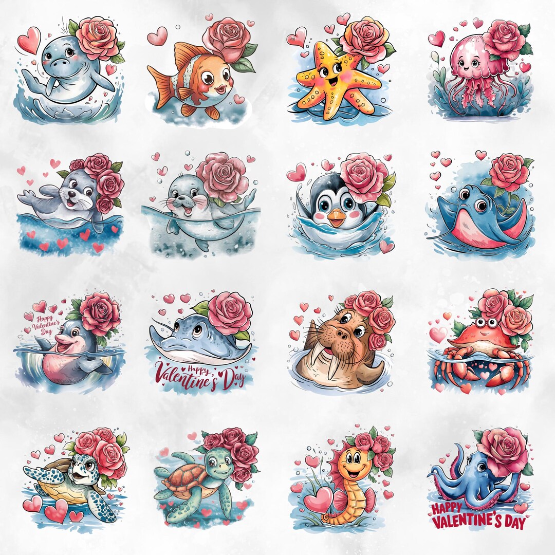 Sea Life Clipart Sea Creatures PNG Under the Sea Clipart Valentine PNG ...