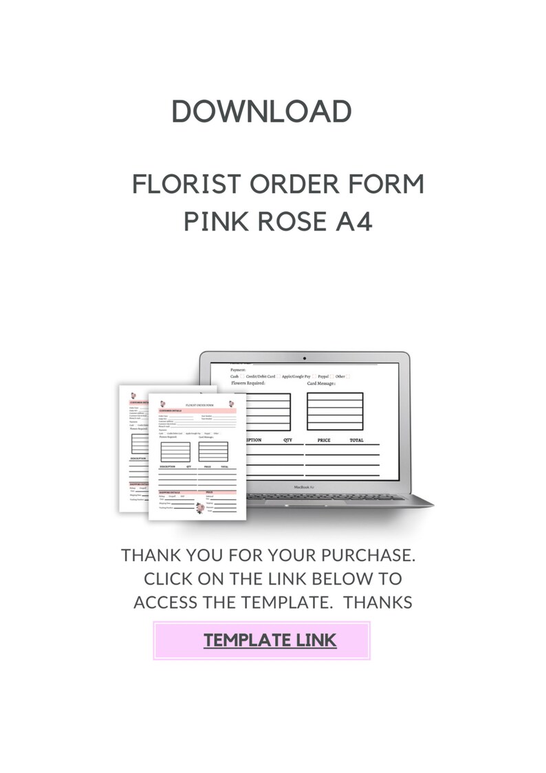 Printable Florist Order Form Flowers Order Form Template - Etsy